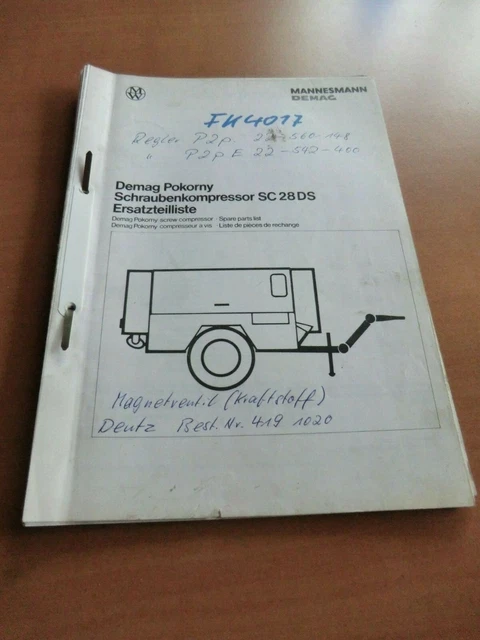 SPARE PART LIST Mannesmann Demag Pokorny Screw Compressor SC38 DS ...