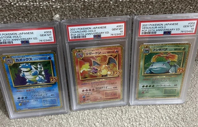 CHARIZARD BLASTOISE VENUSAUR 25th Anniversary PSA 10 Japanese Pokemon Card Game £365.00 ...
