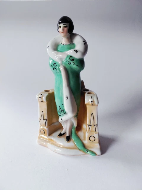 ART DECO CERAMIC lady flower frog figure German £21.49 - PicClick UK