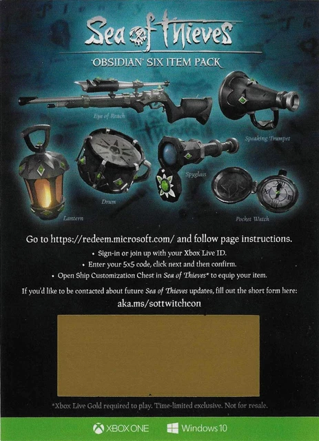 SEA OF THIEVES Obsidian Six Pack DLC CODE, XBOX OR PC, RARE* Eye of ...