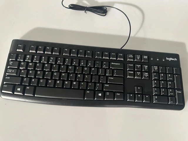 TASTATUR USB US Layout QWERTY schwarz Logitech K120 Keyboard mit Kabel ...