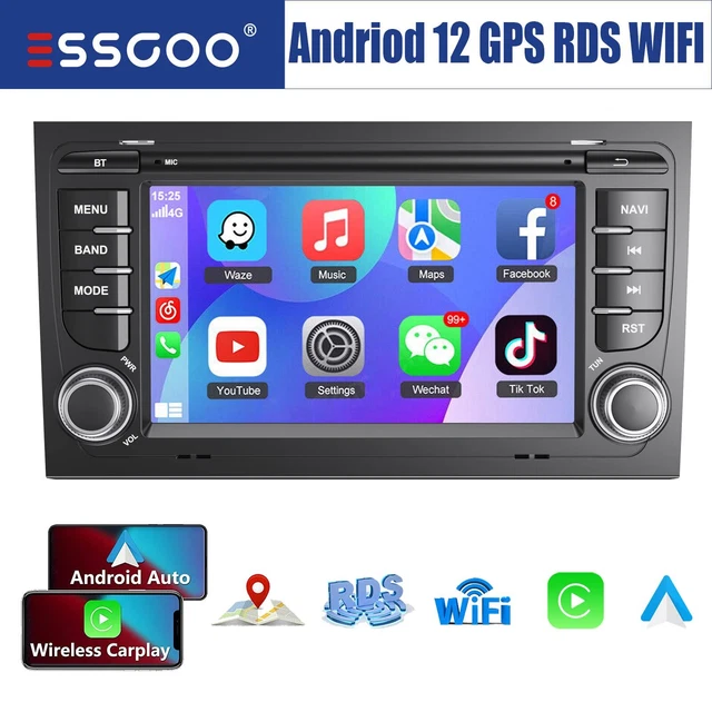 CARPLAY POUR AUDI A4 S4 RS4 B6 B7 8E 8H Autoradio Android 12 2+32G WIFI GPS NAVI EUR 171,42 ...