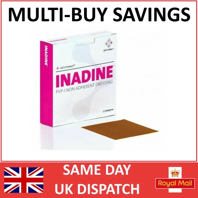INADINE IODINE WOUND Dressings 5cm x 5cm SELECT QUANTITY *AMAZING VALUE ...
