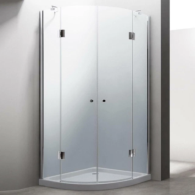 Shower Enclosure Frameless Glass Quadrant Double Door Hinged Cubicle
