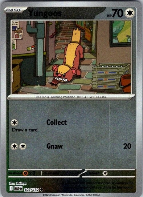 POKEMON | ME01: Mega Evolution | Yungoos | 109/132 | Reverse Holo | NM ...