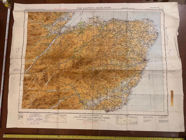 ORIGINAL WW2 BRITISH Army RAF Navy Base Map of Scotland - The Eastern ...