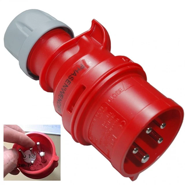 CEE PRISE PHASENWENDER-DREHSTROMSTECKER 16A 380/400V, 5pol PCE 7015-6 ...