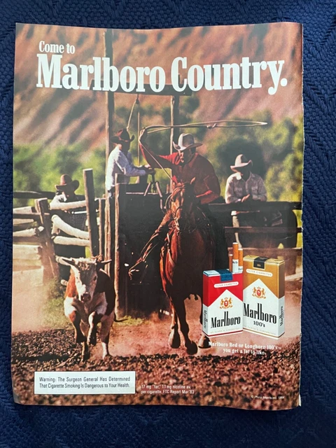 FOUR VINTAGE CIGARETTE Ads, 1984-Marlboro, Camels, Kent, Bensen and ...