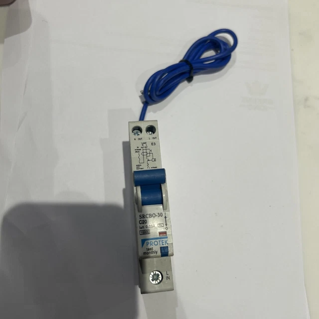 PROTEK 20A 'B' Curve 30mA 1 Module 10kA Space Saver RCBO SRCBO1-30/B20/A £6.00 - PicClick UK