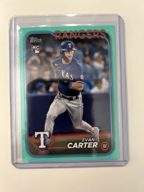 CARTE RECRUE EXCLUSIVE Evan Carter Rangers 2024 Topps Series 1 Aqua ...
