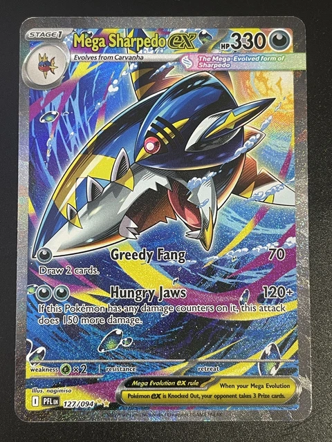 MEGA SHARPEDO EX 127/094 SIR Phantasmal Flames Pokemon TCG Full Art ...