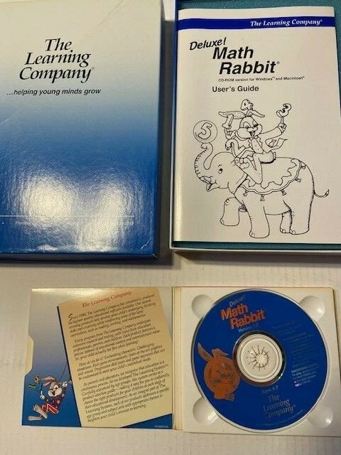 THE LEARNING COMPANY DELUXE MATH RABBIT CD-ROM SOFTWARE with guide and ...