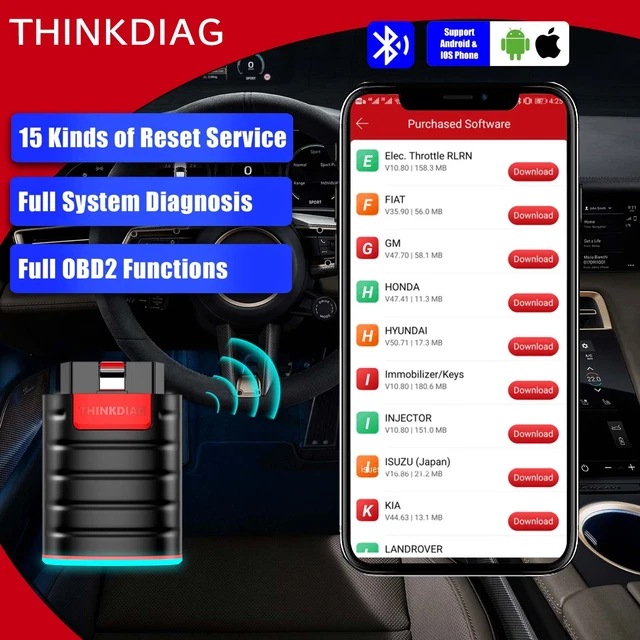 THINKCAR THINKDIAG FULL System OBD2 Diagnostic Scanner with All Brands ...