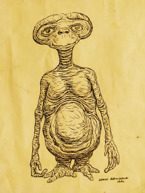 DISEGNO ORIGINALE DI Carlo Rambaldi E.T. original drawing 1984 EUR 5. ...