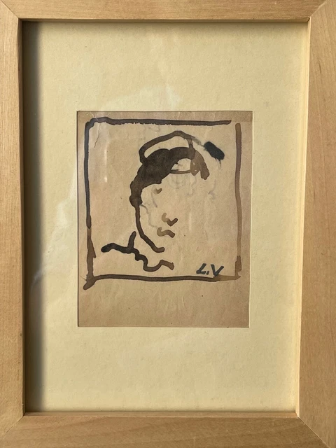 RARE INK DRAWING LOUIS VALTAT face (1869 - 1952) stamp signature £369. ...
