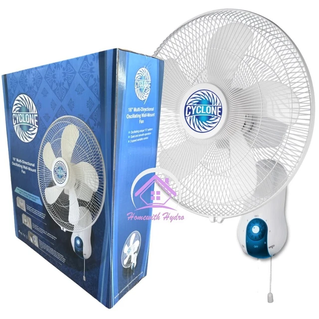 16& WALL FAN Oscillating Unique O Pattern Air Movement 3 speed Wind ...