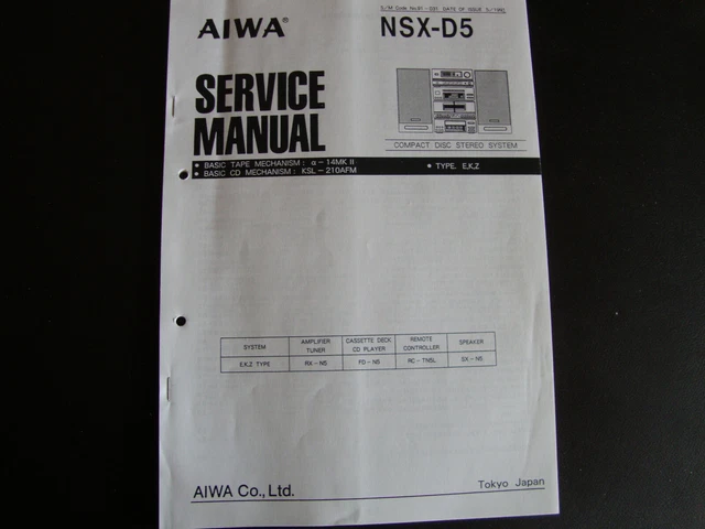 SERVICE MANUAL CIRCUIT Diagram AIWA NSX-D5 £8.15 - PicClick UK