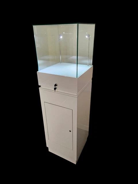 PLINTH DISPLAY SHOWCASE 1300Mm High Glass Cube 400Mm Wide Retail Shop ...