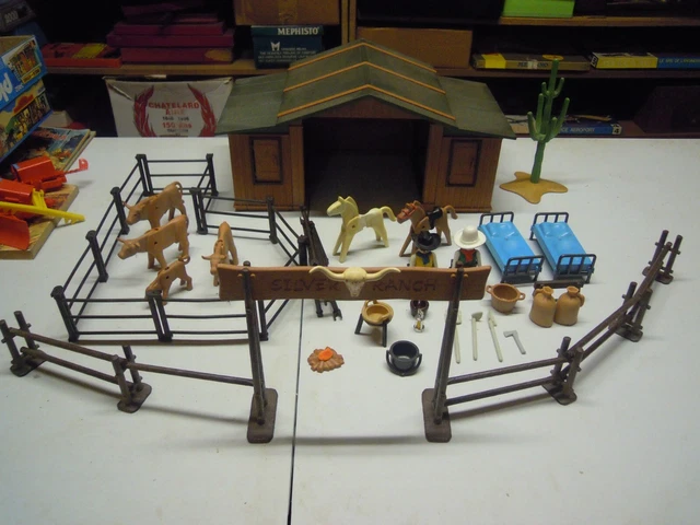 PLAYMOBIL 3768 SILVER Ranch Vintage + enclos avec Vaches EUR 30,00 ...