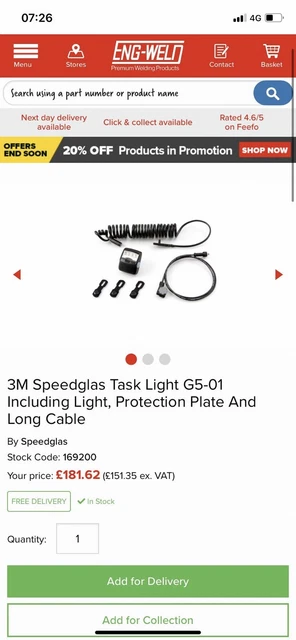3M SPEEDGLAS TASK Light G5-01 Including Light, £105.00 - PicClick UK