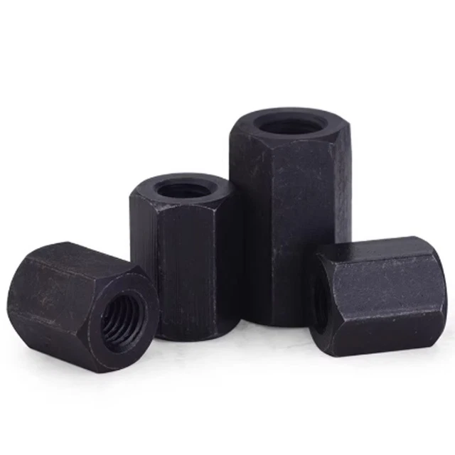 M8 M10 M12-M48 45# Steel Black Hex Connector Nuts Threaded Rod Couplers ...