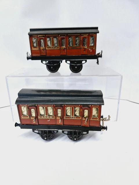 VINTAGE 1920S HORNBY O Gauge LNER 1224 Clerestory 4 wheel Coaches x 2 ...