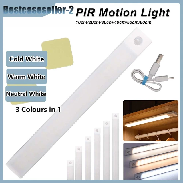 1/2/3/10PCS WIRELESS LED PIR Motion Light Strip Rechargeable Cabinet ...