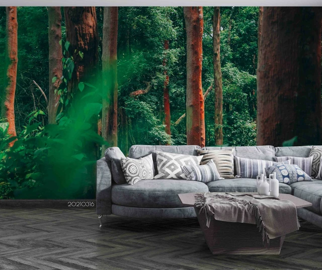 3d Landscape Green Forest Trees Wallpaper Wall Murals Removable
