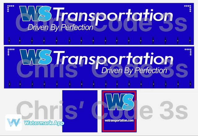 CODE 3 ADHESIVE Vinyl Trailer Decal - WS Transportation - 1/50 1/76 1/ ...