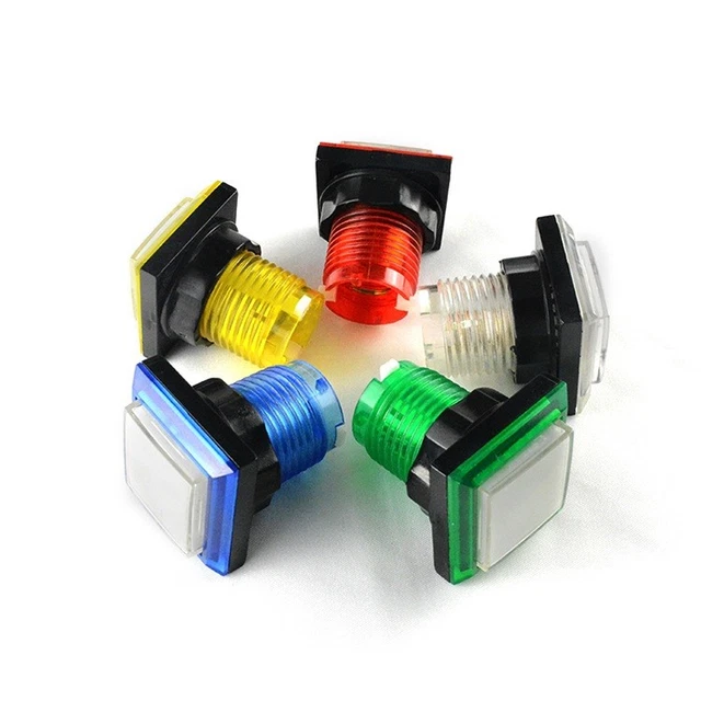33*33MM TRANSPARENT ARCADE Square Push Button Illumilated LED With ...