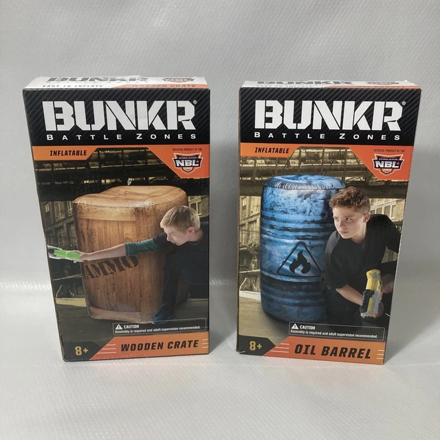 LOT BUNKR BATTLE Zones Inflatable Oil Barrel & Wooden Crate Bunker New ...