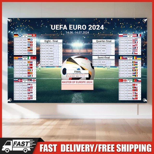 EURO 2024 WALL Chart 110x180cm Fixtures Poster for Family Friends Fans ...