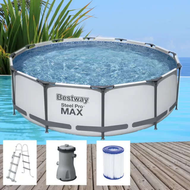 BESTWAY STEEL PRO MAX 366x100cm Pool Filterpumpe und Zubehör Gartenpool ...