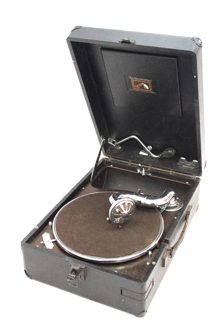 VINTAGE HIS MASTERS VOICE Gramophone Record Player Model 102 with Case ...