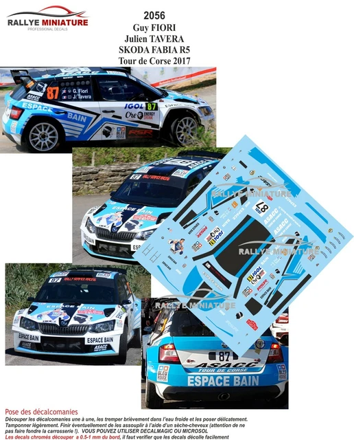 DECALS 1/24 REF 2056 Skoda Fabia Fiori Tour De Corse 2017 Wrc Rallye ...