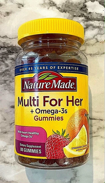 NATURE MADE MULTI For Her + Omega-3s Gummies - 80 ct Strawberry|Lemon ...
