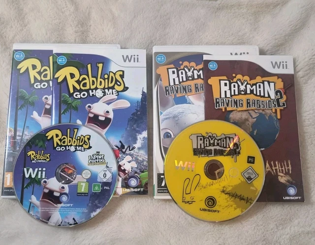 RAYMAN RAVING RABBIDS 2 & Rabbids Go Home (Nintendo Wii, 2007) Bundle £ ...