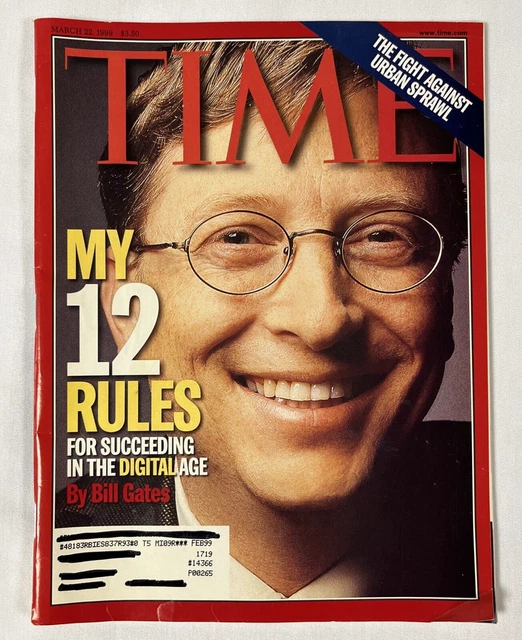 TIME MAGAZINE MARCH 22 1999 My 12 Rules By Bill Gates £9.43 - PicClick UK