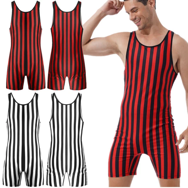 MENS ONE PIECE Jockstrap Leotard Backless Jumpsuits Wrestling Singlet ...