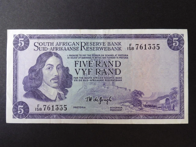 BANKNOTE ~ SOUTH Africa Five 5 Rand 1966-1976 761335 £2.50 - PicClick UK