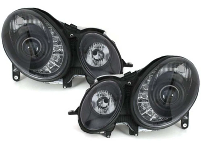 HEADLIGHTS LED DRL Look for Mercedes W211 E-CLASS 02-06 Daylight Black ...