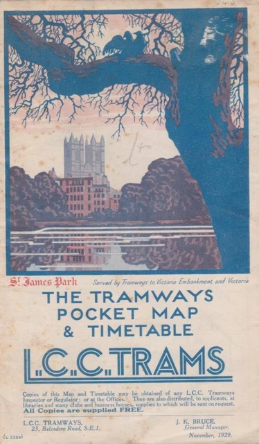 LONDON LCC TRAMS Map Nov 1929 £9.99 - PicClick UK