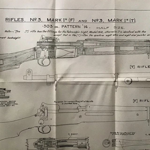 ORIGINAL WW2-ERA BRITISH ARMY ARMOURERS DIAGRAM: RIFLES, No.3 PATTERN ...