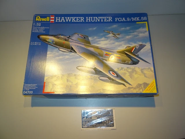 REVELL HAWKER HUNTER FGA.9/MK.58 1:32 Bausatz #04703 mit Eduard PE ...