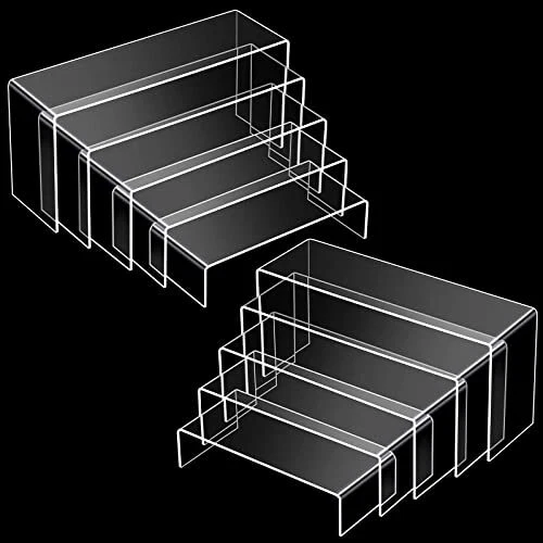 10 PIECES CLEAR Acrylic Display Risers Stand Rectangular Jewelry ...