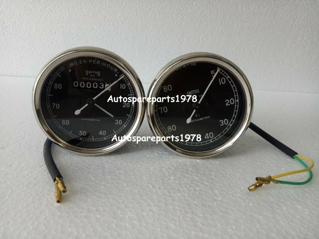 SMITHS REPLICA 80 Mph Speedometer 8,000 Rpm Tacho Speedo For Bsa Norton ...
