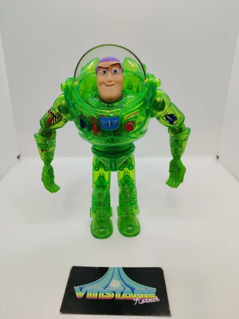 RARE DISNEY PIXAR Toy Story Clear Green Buzz Lightyear Light Up Figure ...