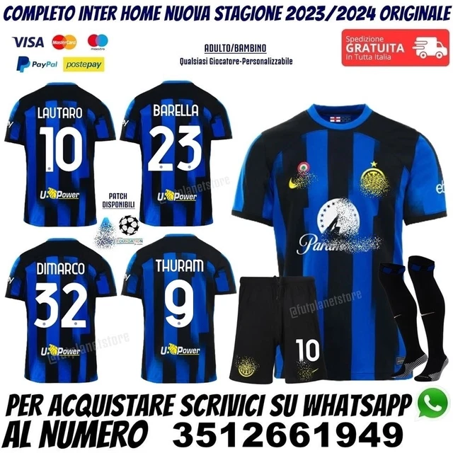 MAGLIA INTER 2023 2024 Lautaro Martinez Barella Thuram Dimarco Home ...