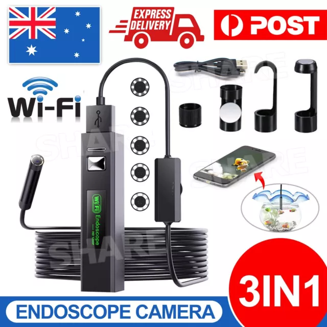 ENDOSCOPE USB INSPECTION Camera Waterproof WiFi Borescope for iPhone ...