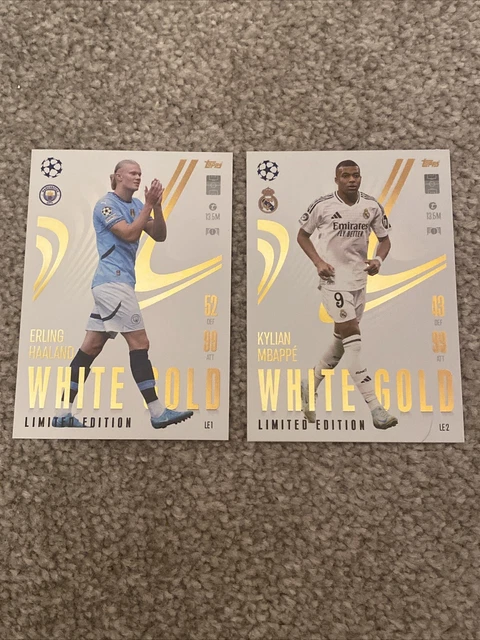 TOPPS MATCH ATTAX Extra 24/25 White Gold Erling Haaland And Kylian ...